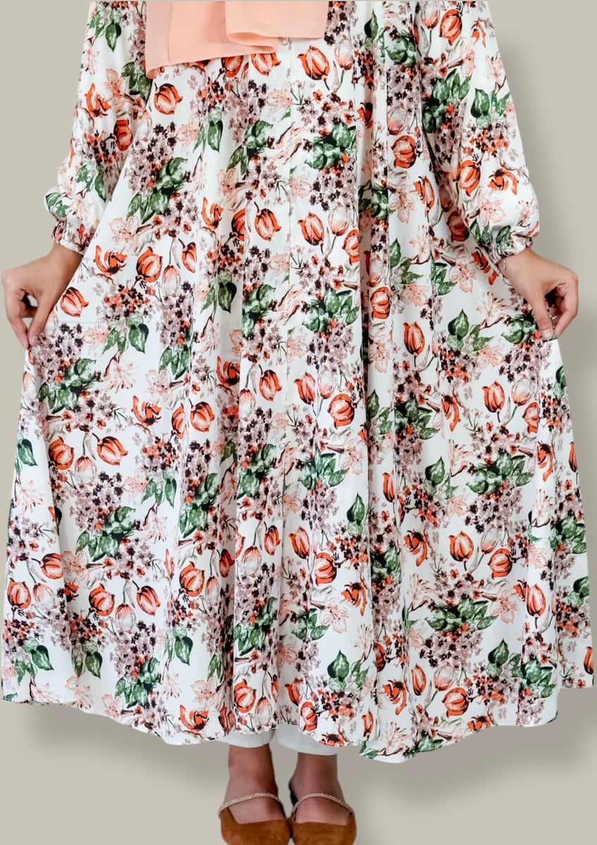 Rosebuds Printed Abaya – The Stole Shop